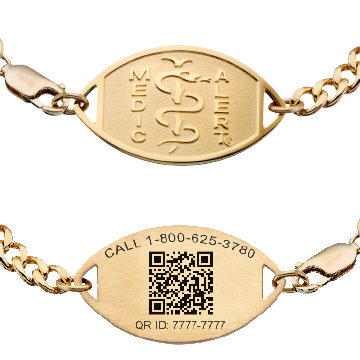 QR Code Classic Embossed Medical ID Bracelet 10k Gold | MedicAlert ...