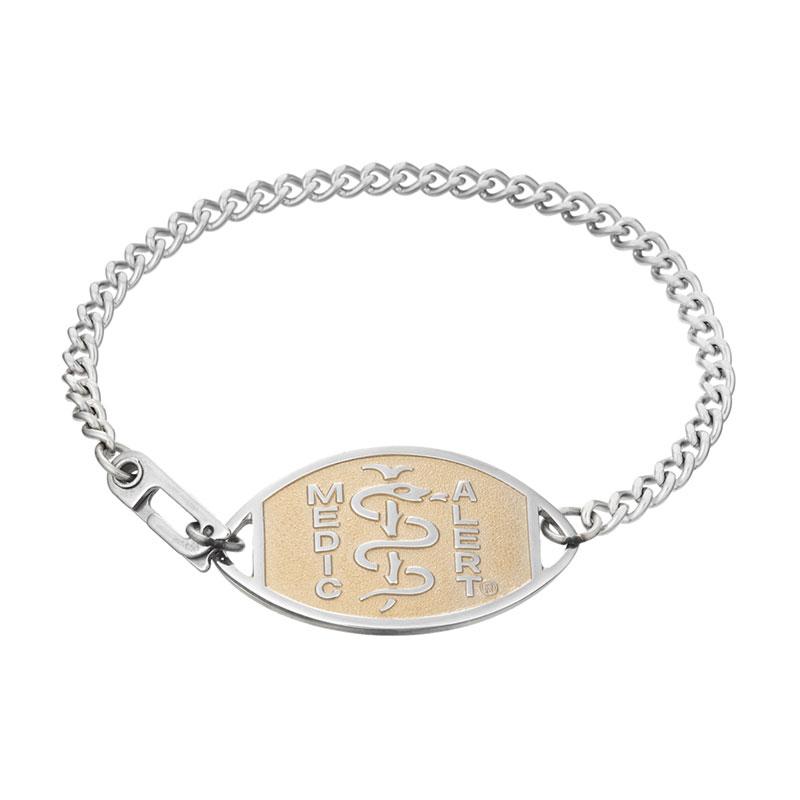Classic Embossed Medical ID Bracelet Two-Tone | MedicAlert Foundation ...