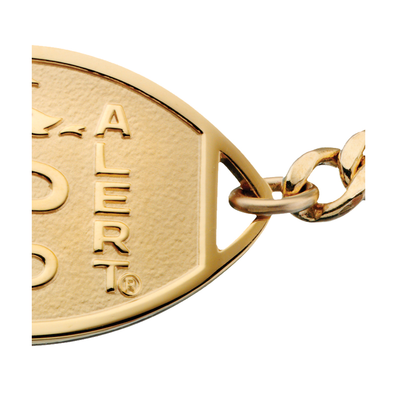 Classic Embossed Medical ID Bracelet 10k Gold | MedicAlert Foundation ...