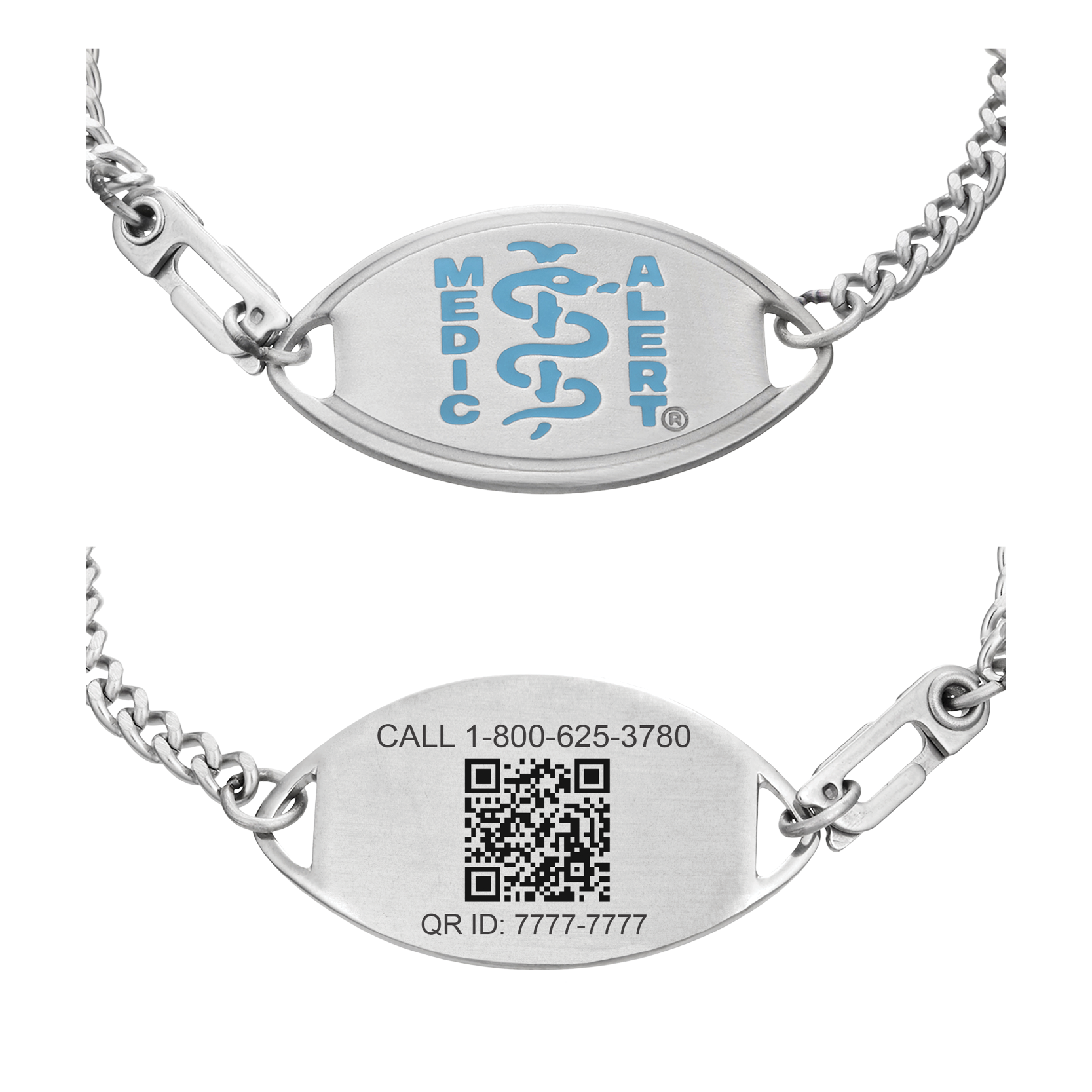 QR Code Classic Medical ID Bracelet Light Blue | MedicAlert Foundation