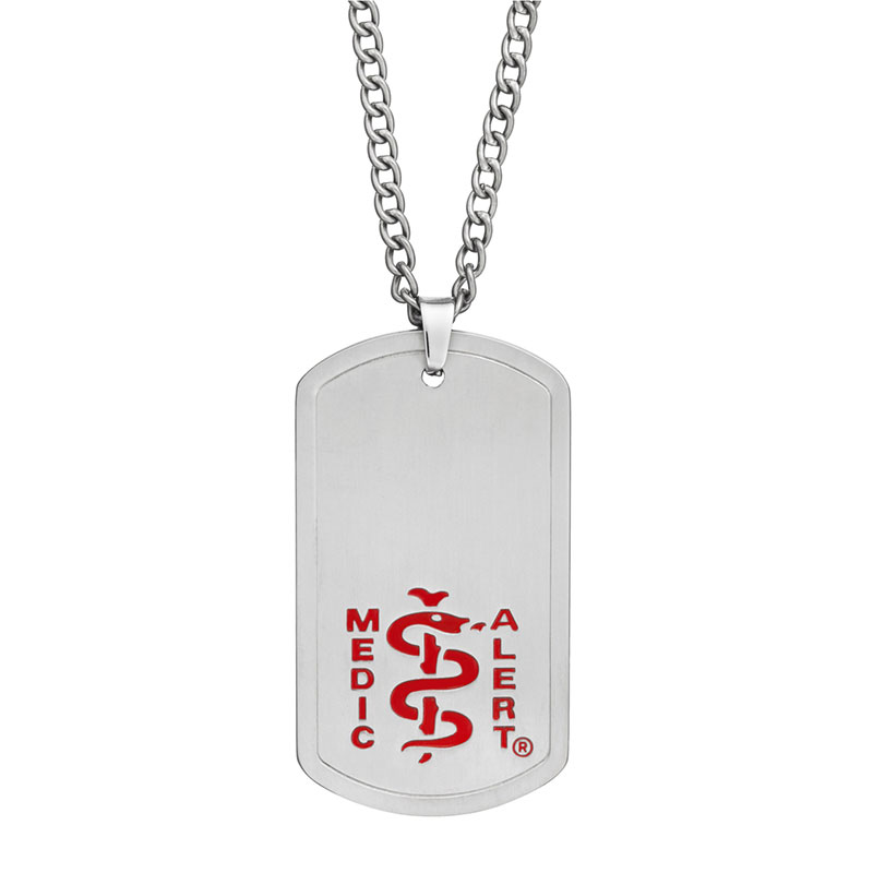 Dog Tag Titanium Medical ID Necklace Red | MedicAlert Foundation