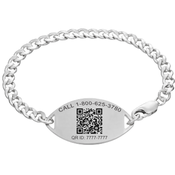 QR Code Classic Embossed Medical ID Bracelet Sterling Silver ...