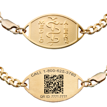 QR Code Classic Embossed Medical ID Bracelet 10k Gold | MedicAlert ...