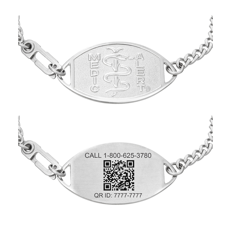 QR Code Embossed Medical ID Bracelet Stainless Steel | MedicAlert ...