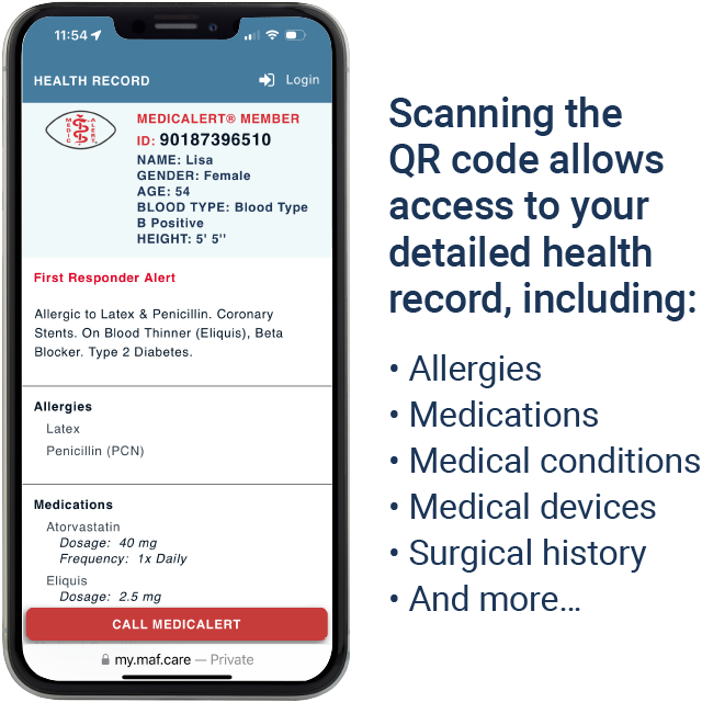 QR Code Silicone Medical ID Band Black | MedicAlert Foundation